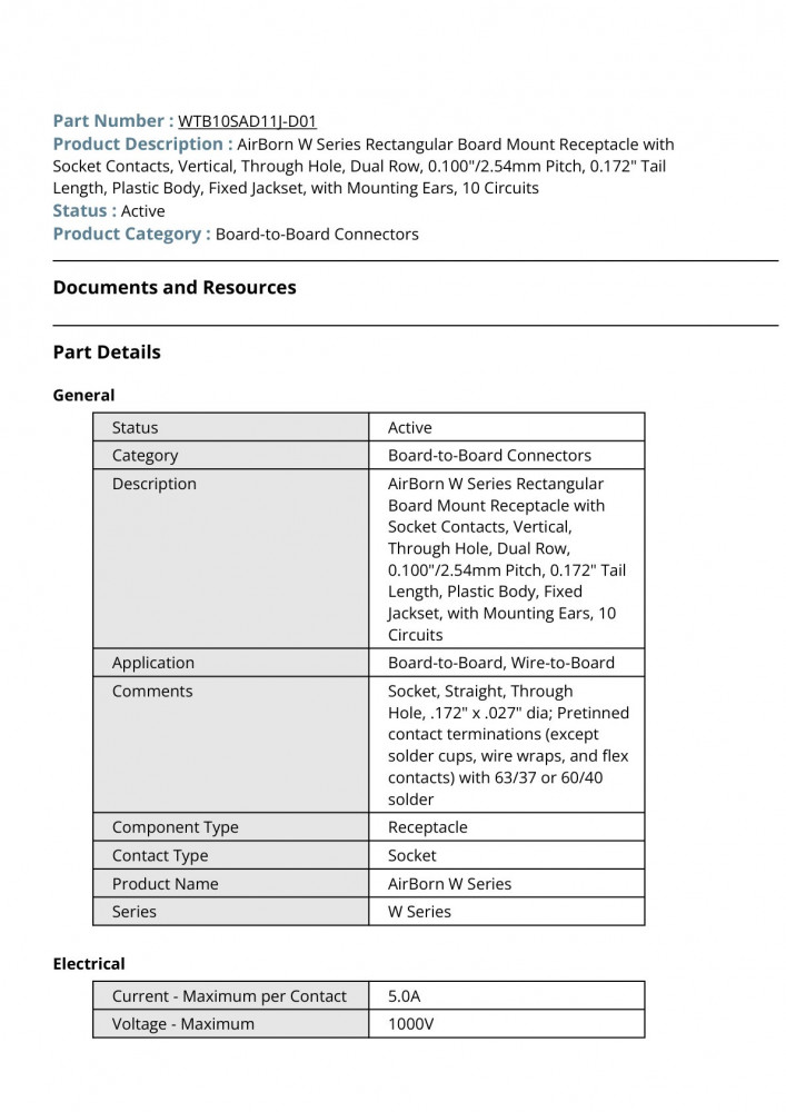 WTB10SAD11J-D01 technical document page 1
