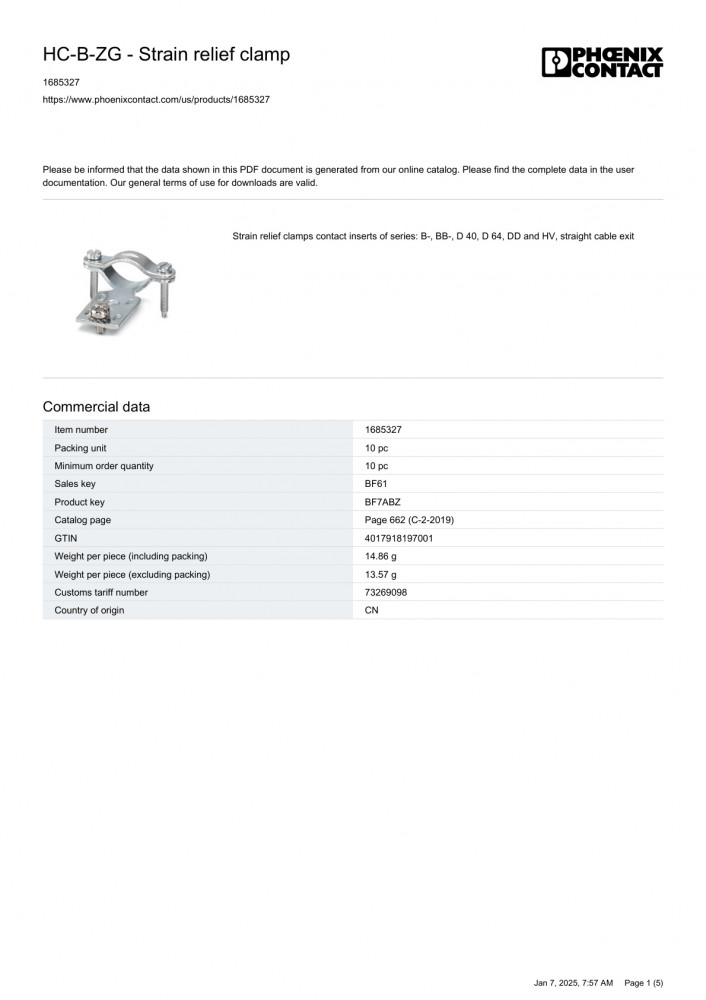Phoenix Contact 1685327 product document page 1