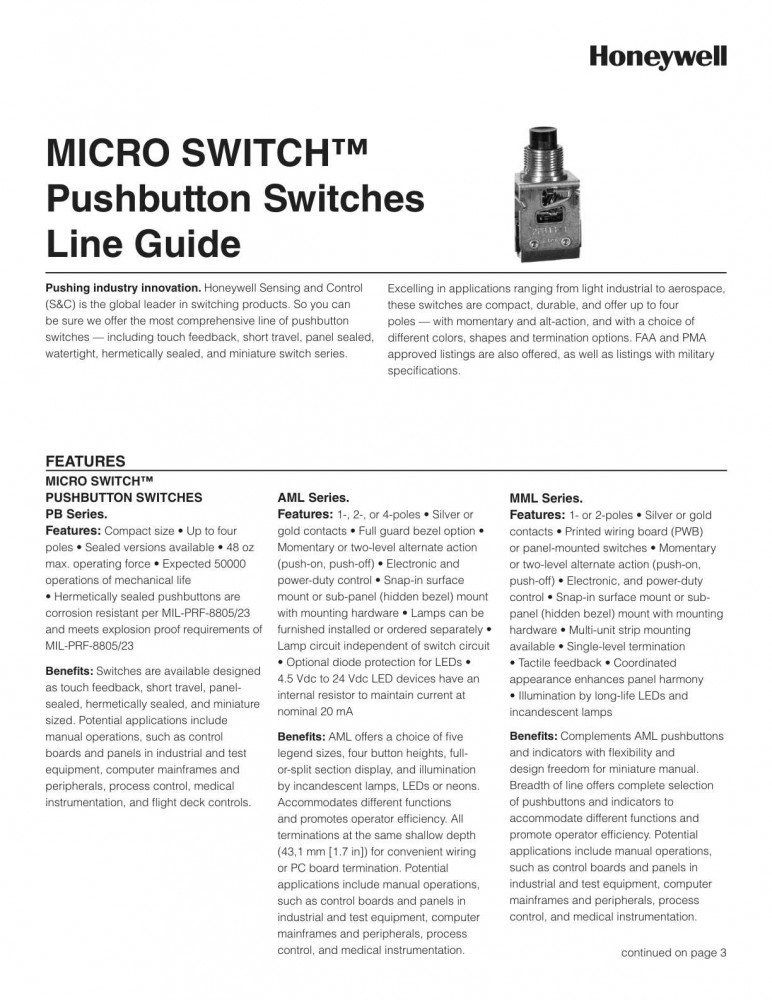 Honeywell AML series line guide page 1