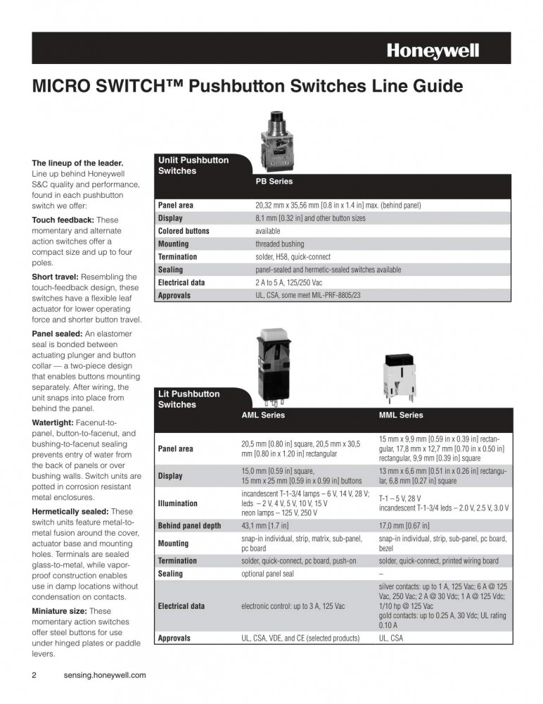 Honeywell AML series line guide page 2