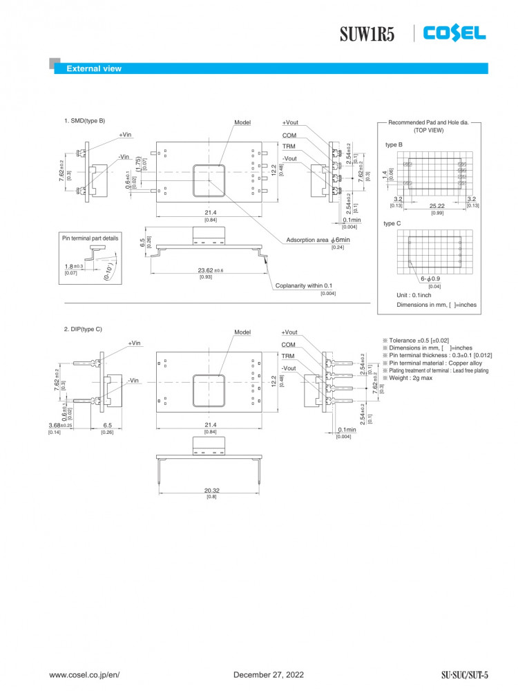 Cosel SUS series datasheet page 5