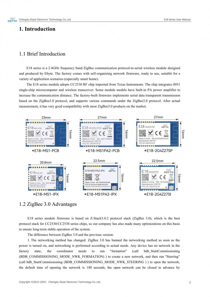 EBYTE E18 datasheet page 3