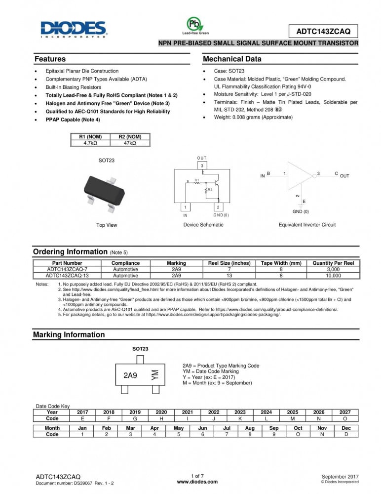 ADTC143ZCAQ-7 datasheet page 1