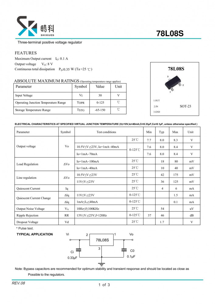 78L08S datasheet page 1