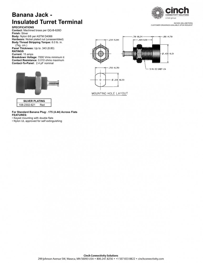 Bel Fuse 108-2302-621 technical document page