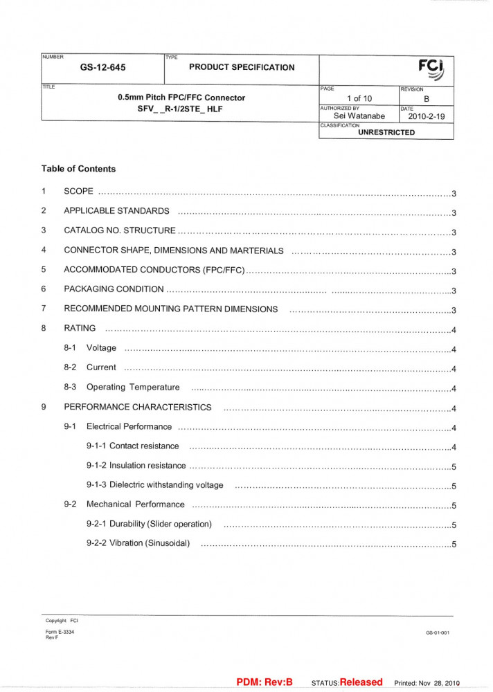 SFV8R-2STE1HLF specification page 1