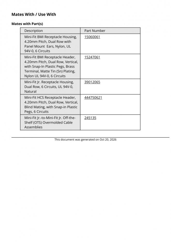 MOLEX Mini-Fit Plus HCS specification page 4