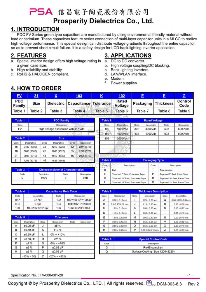 PSA FV Series datasheet page 3