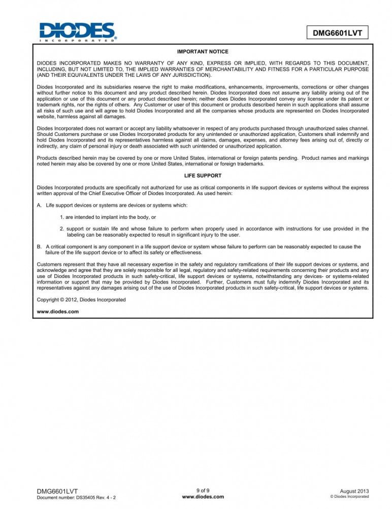 DMG6601LVT-7 datasheet page 9