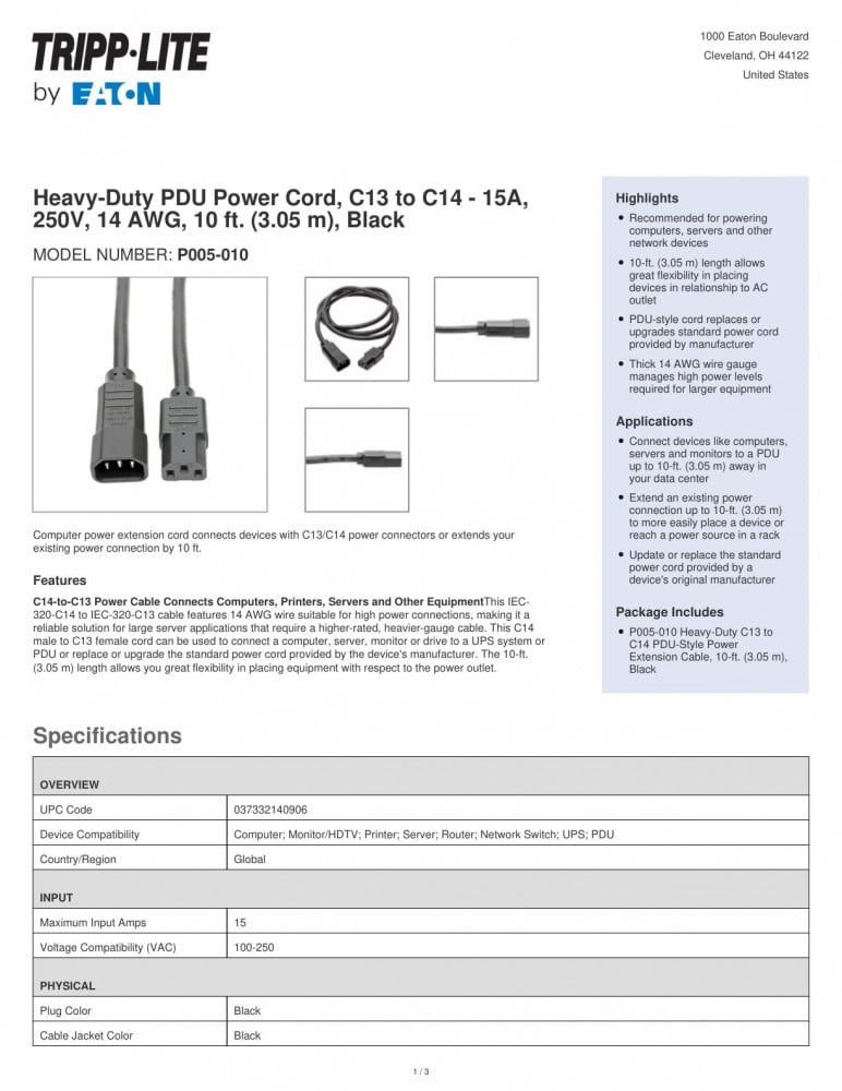 P005-010 technical document page 1