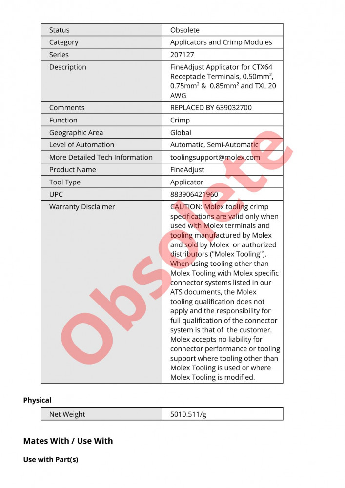 Technical document image 2 for MOLEX 639010300