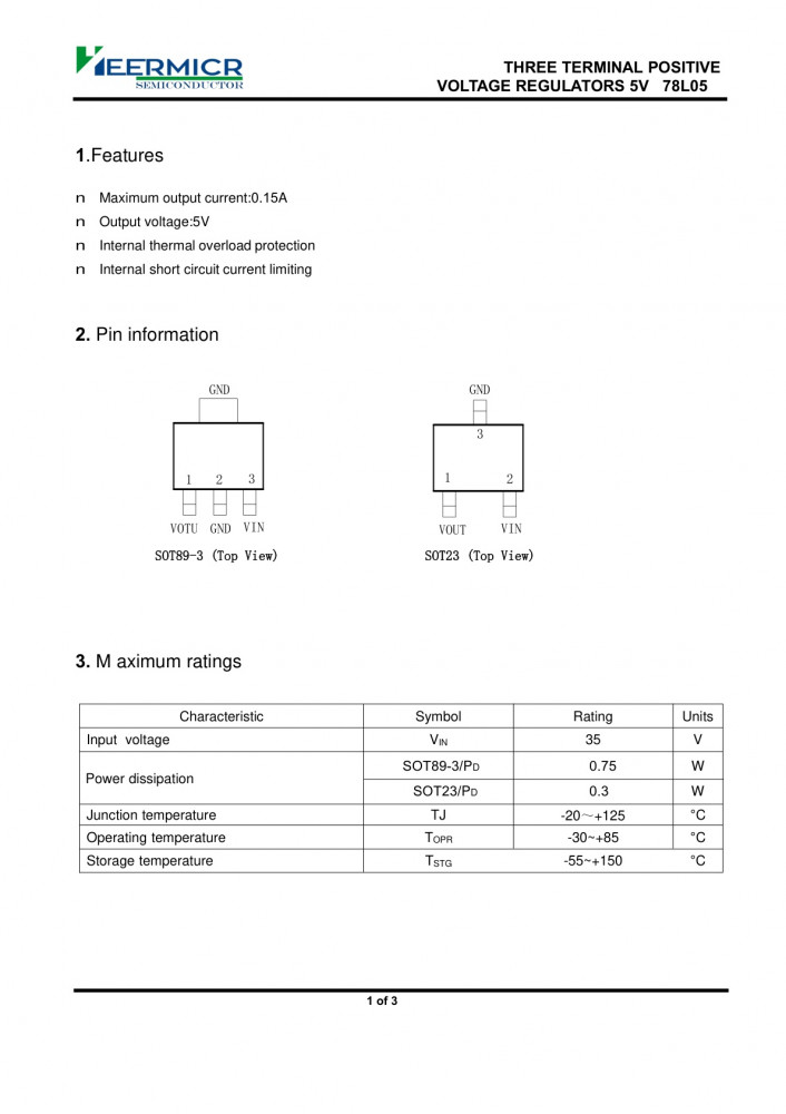 78L05 technical document page 1