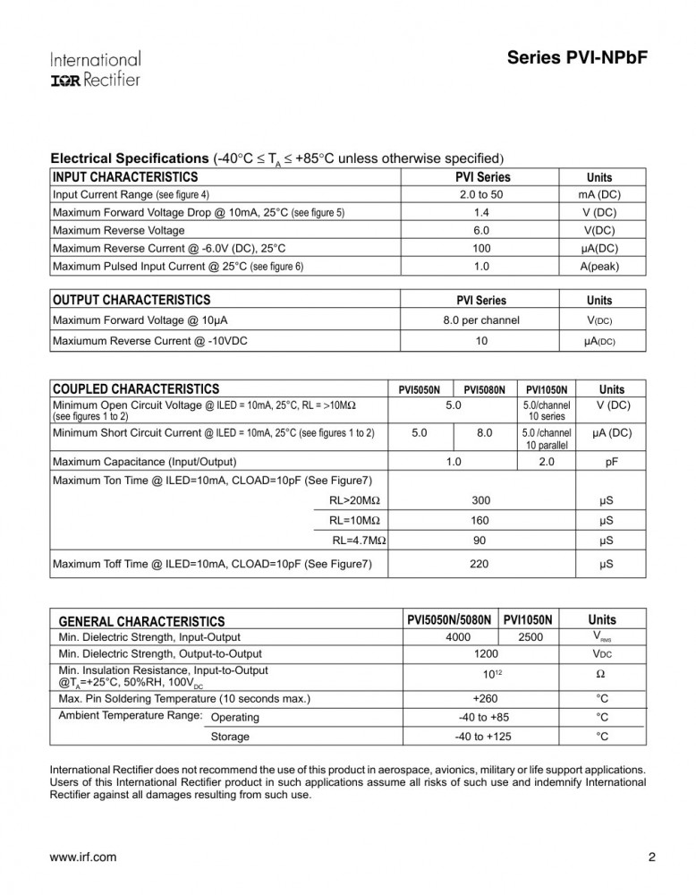 PVI5050NSPBF datasheet page 2