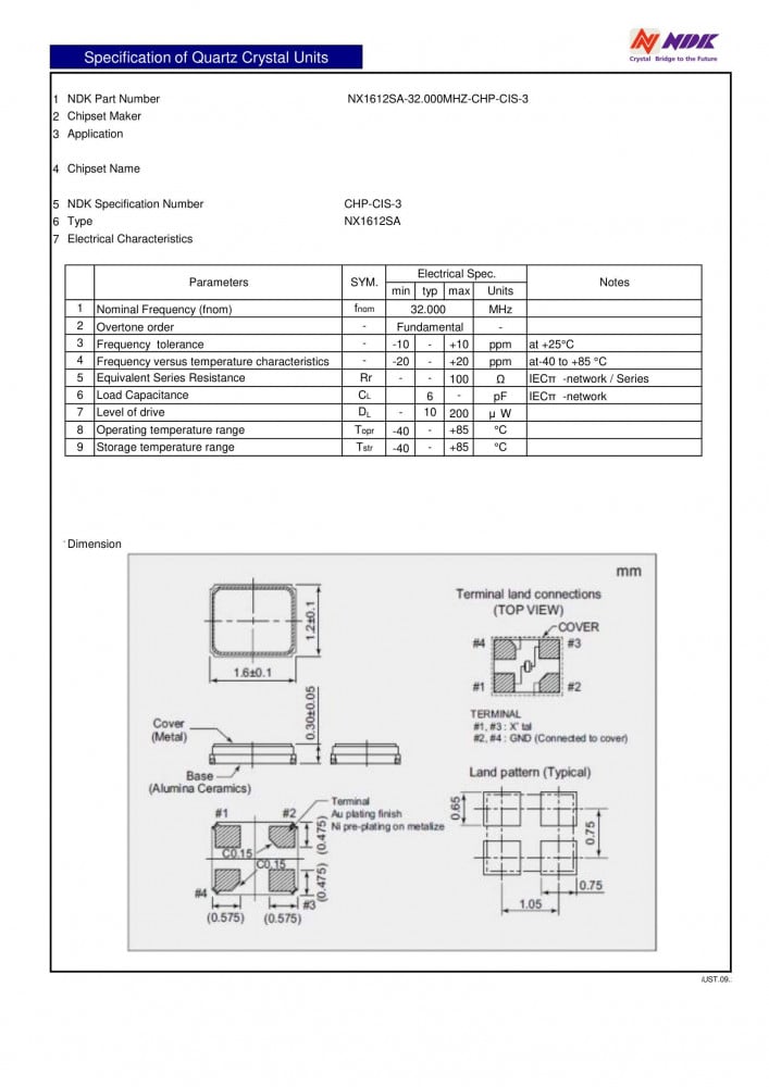 NDK CHPCIS3-32M technical document page