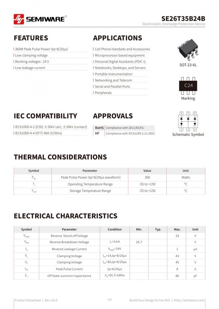 SE26T35B24B datasheet page 1
