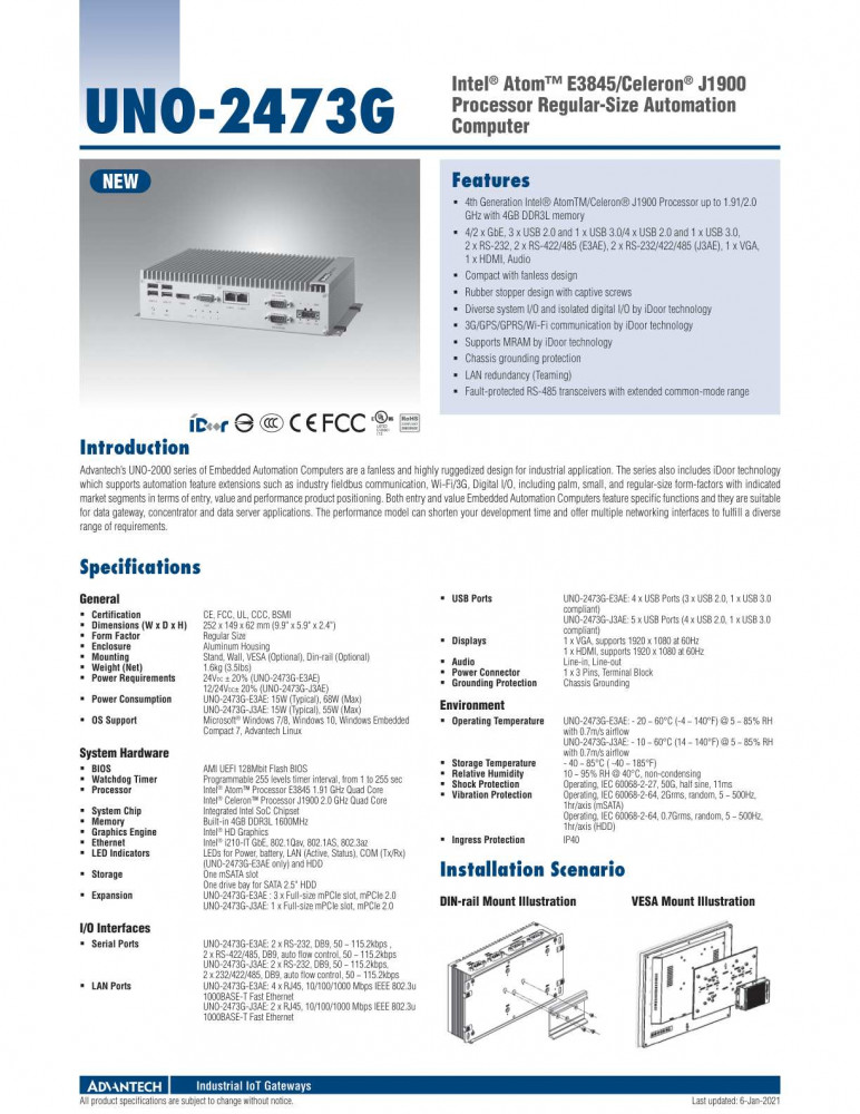 UNO-2473G technical document page 1