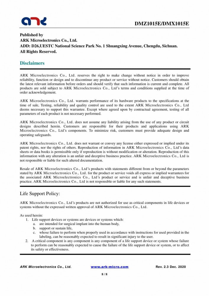 DMX1015E datasheet page 8