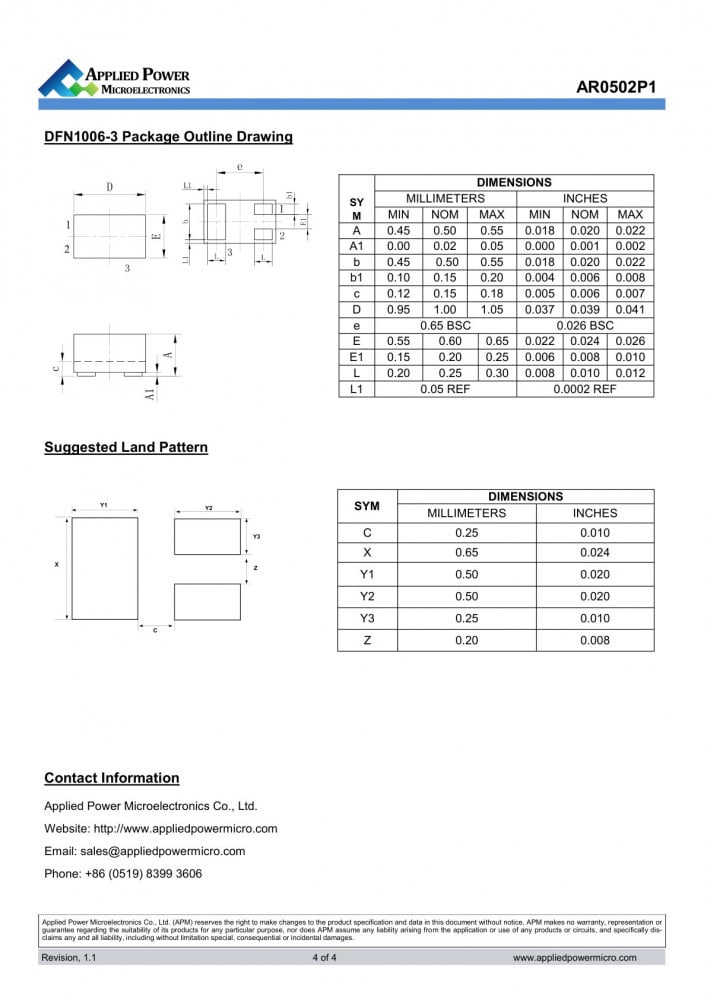 AR0502P1 datasheet page 4