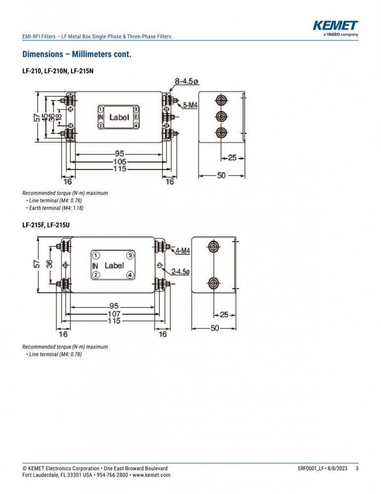 KEMET LF series datasheet page 3