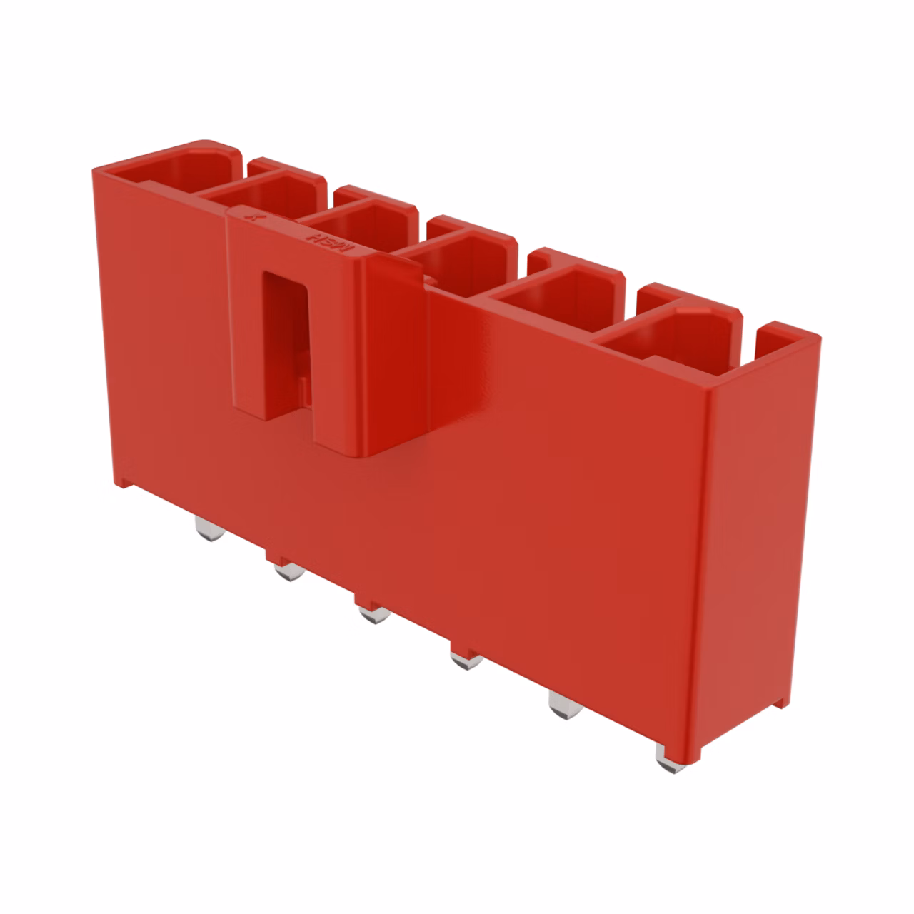 Mega-Fit ColorLock Vertical Header, 5.70mm Pitch, Single Row, 6 Circuits, Matte Tin (Sn) Plating, Glow-Wire Capable, Tray, Red for sale