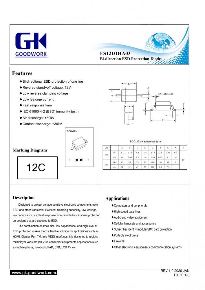 ES12D1HA03 technical document page 1