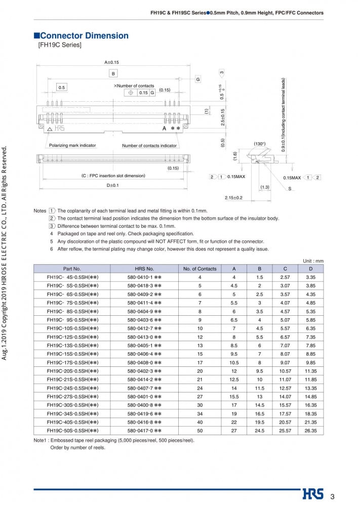 HRS FH19C series datasheet page 3