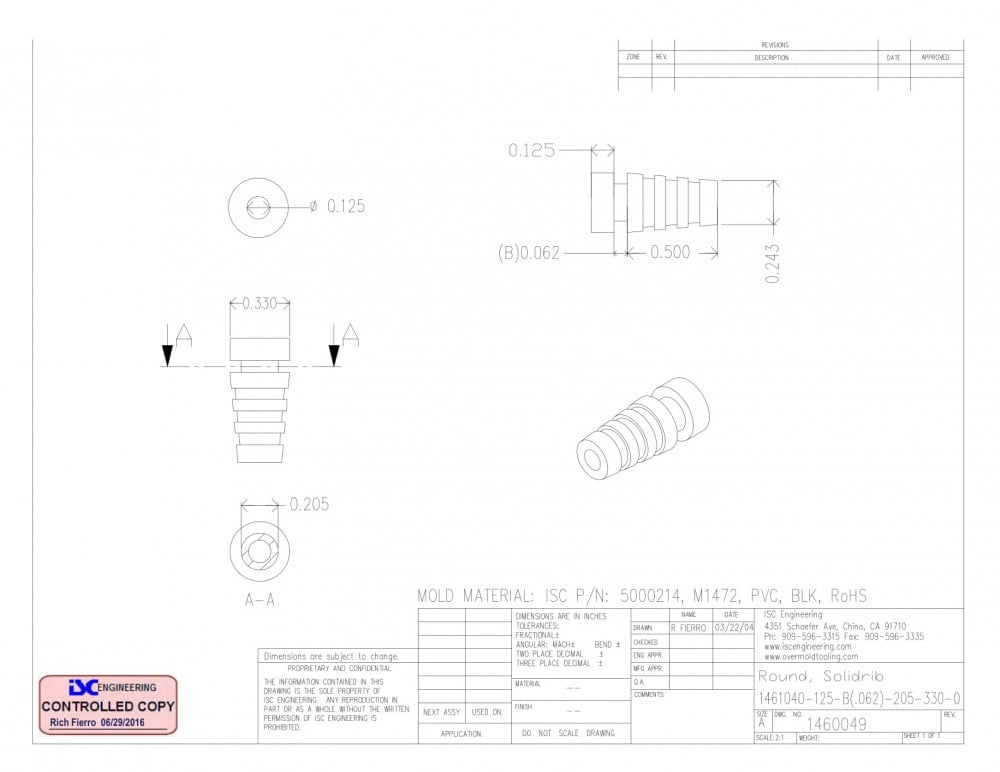 Technical document page for ISC product reference
