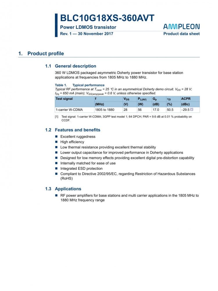 BLC10G18XS-360AVTY datasheet page 1