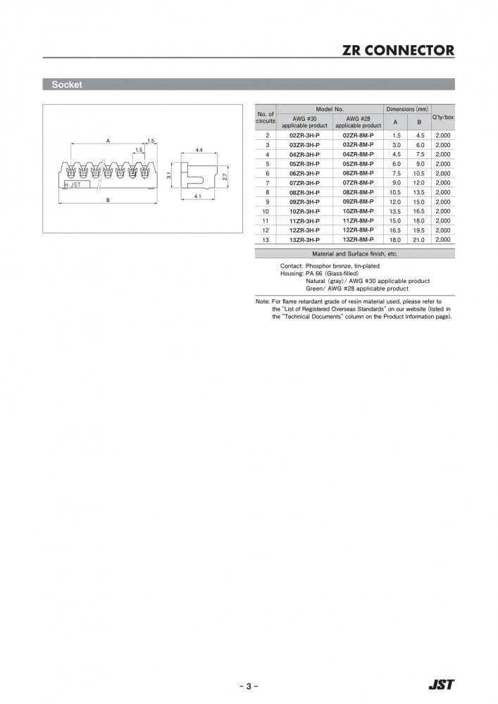 JST ZR connector specification page 3