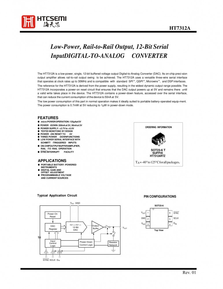 HT7312A datasheet page 1