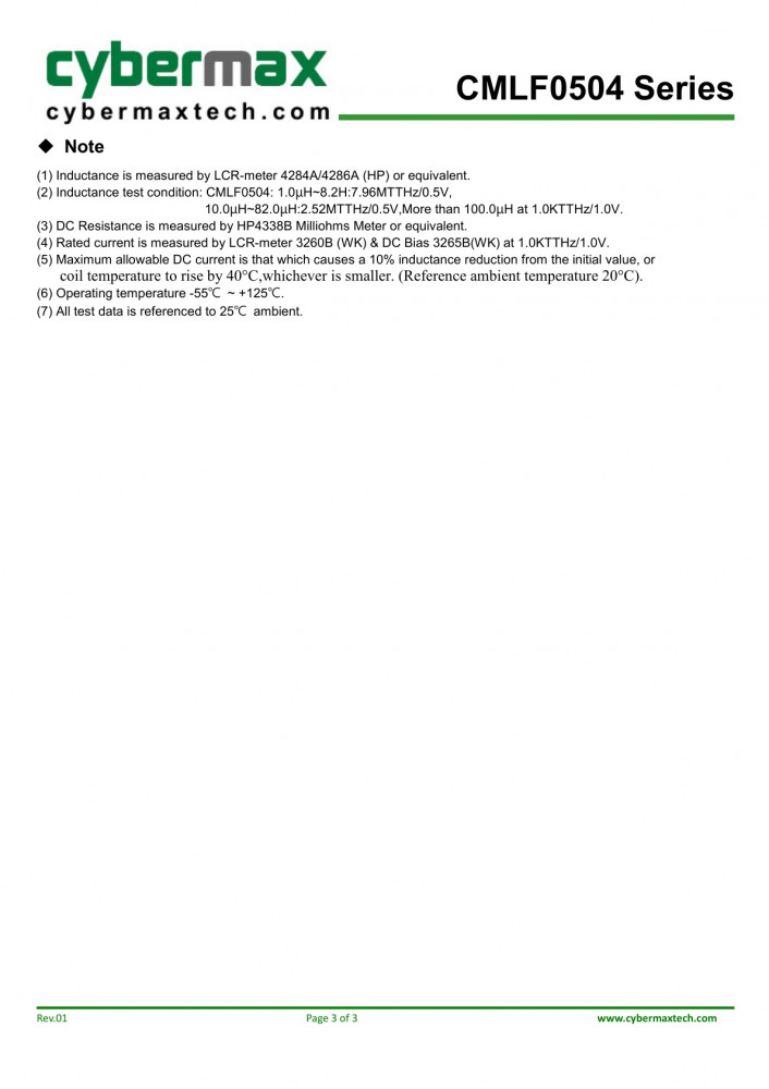 Cybermax CMLF0504 datasheet page 3