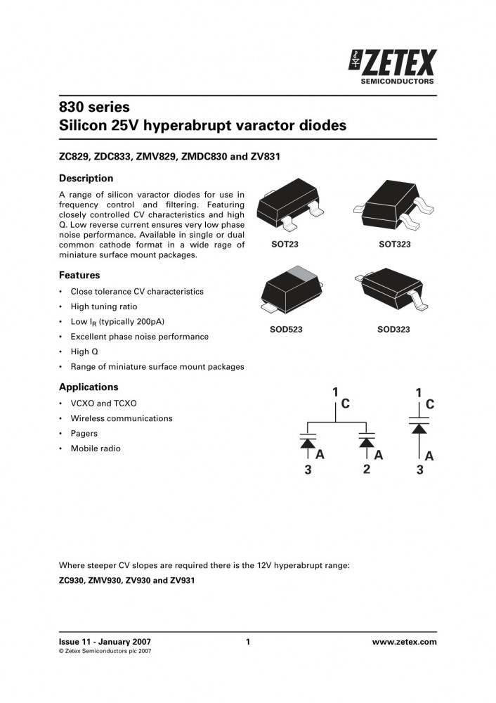 ZMV830ATA technical document page 1