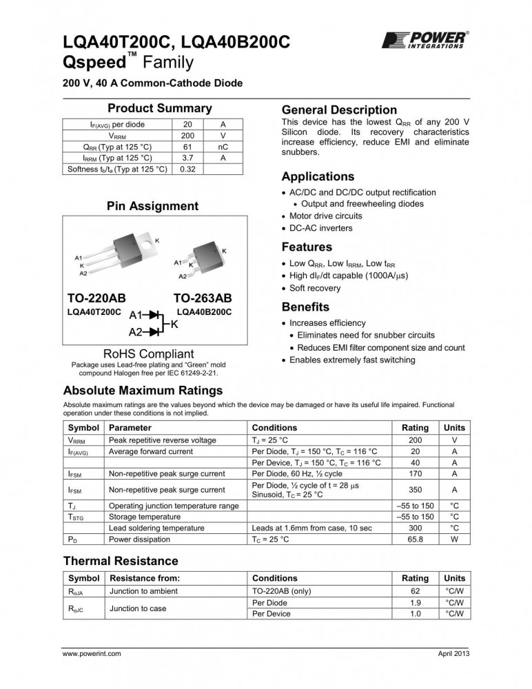 LQA40B200C datasheet page 1