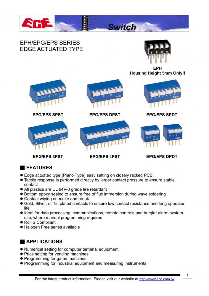 ECE EPG105A datasheet page 1