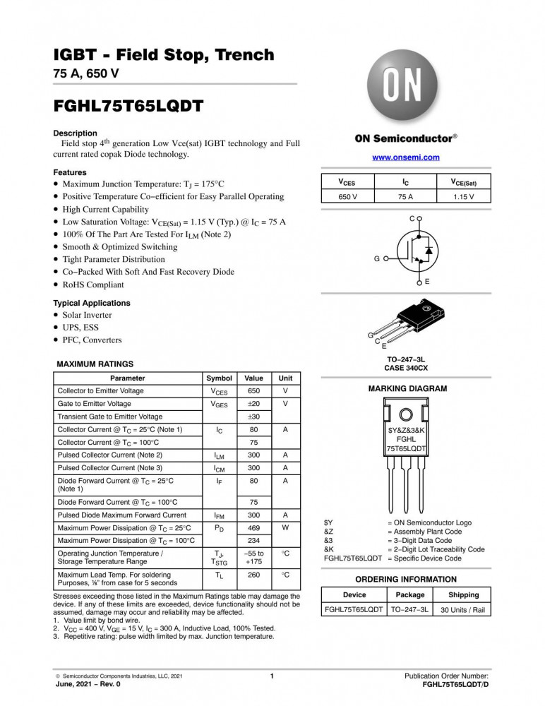 FGHL75T65LQDT datasheet page 1