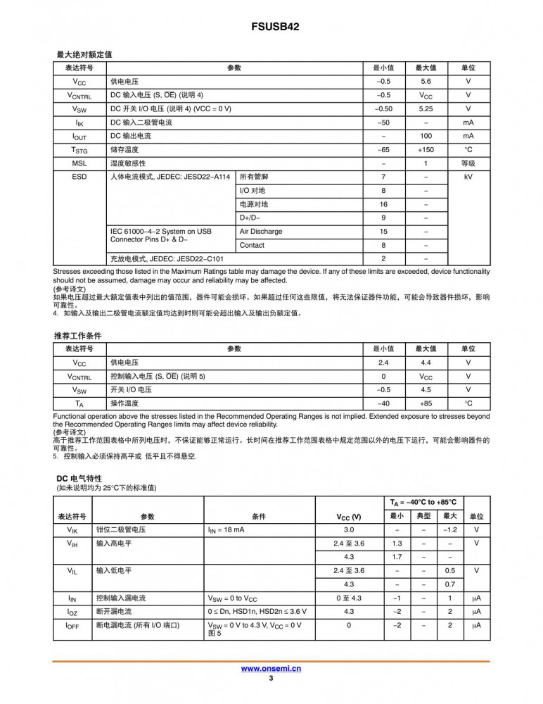FSUSB42 datasheet page 3