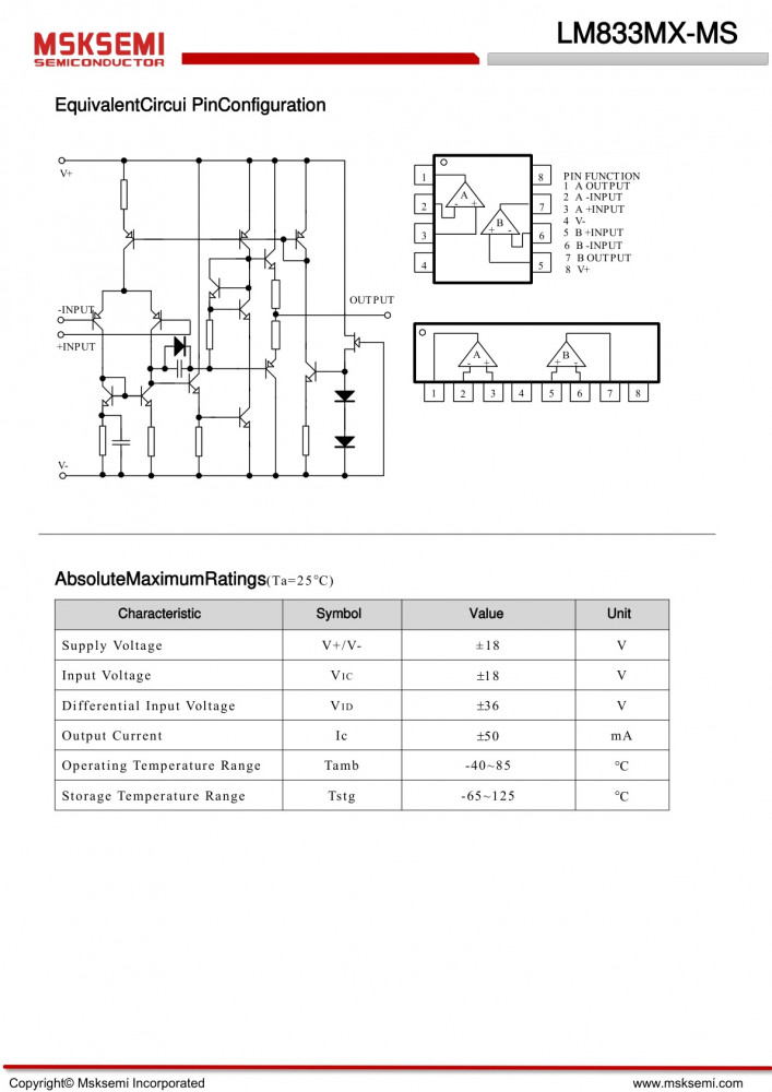 LM833MX-MS datasheet page 3