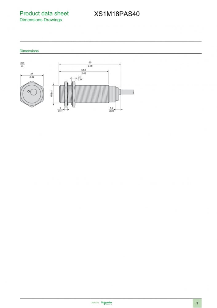 XS1M18PAS40 technical document page 3