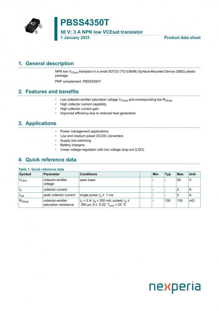 PBSS4350TVL datasheet page 1