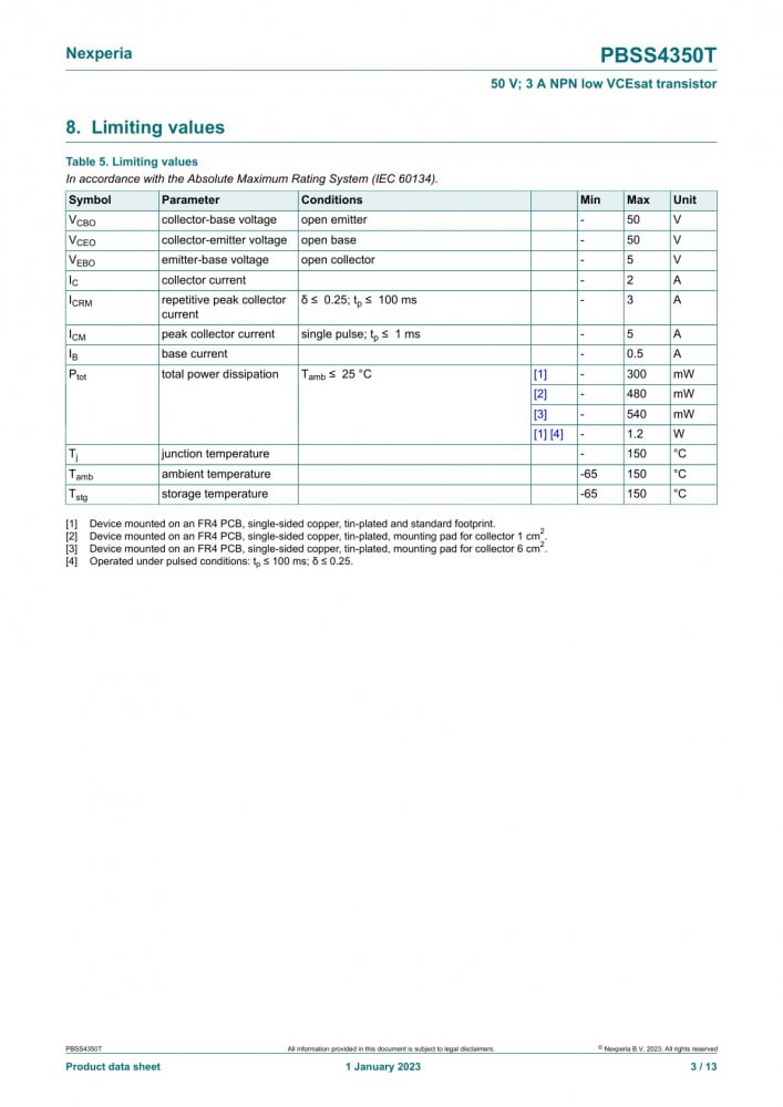 PBSS4350TVL datasheet page 3