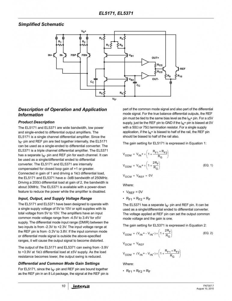 EL5171IS datasheet page 10