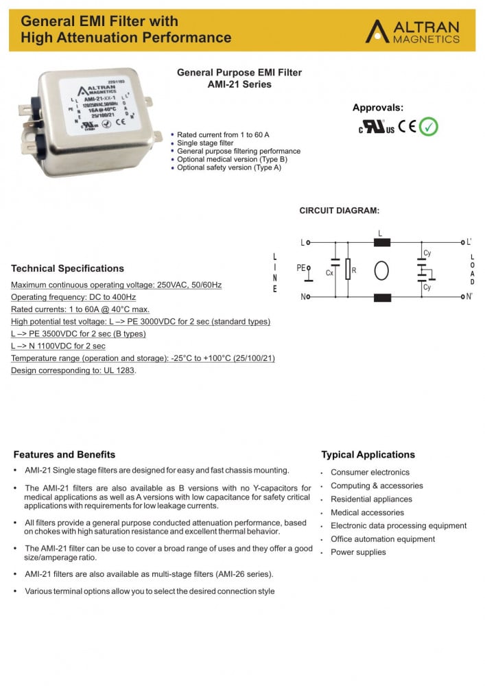 AMI-21 series technical document page 1