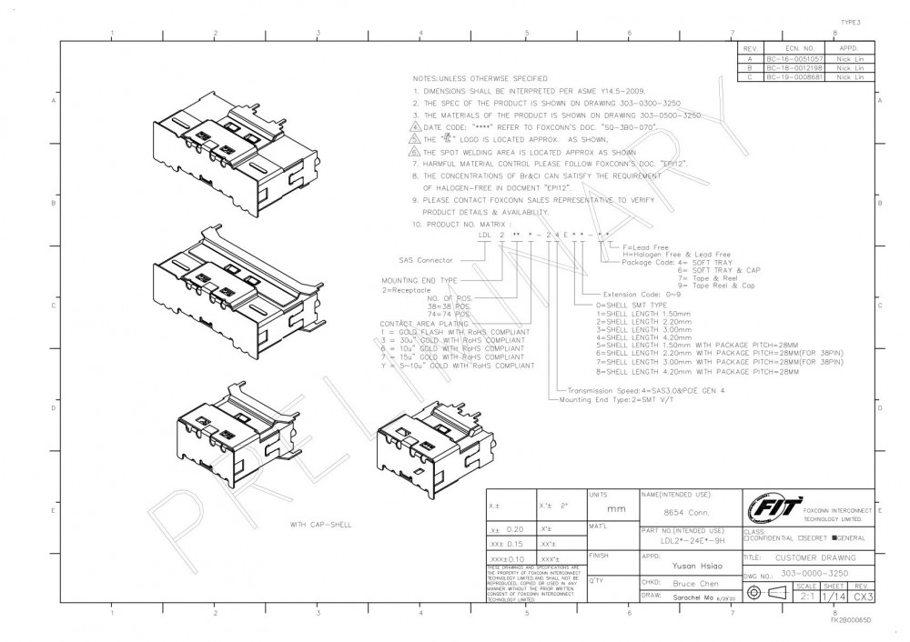 FOXCONN LDL2383-24E10-9H drawing page 1
