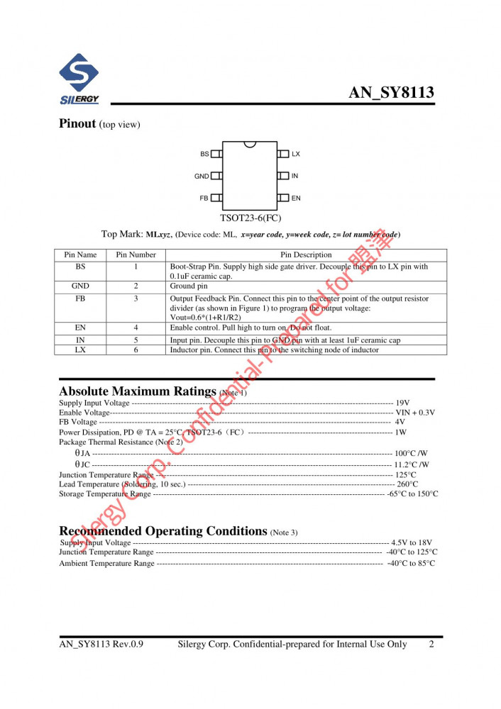 SY8113ADC datasheet page 2