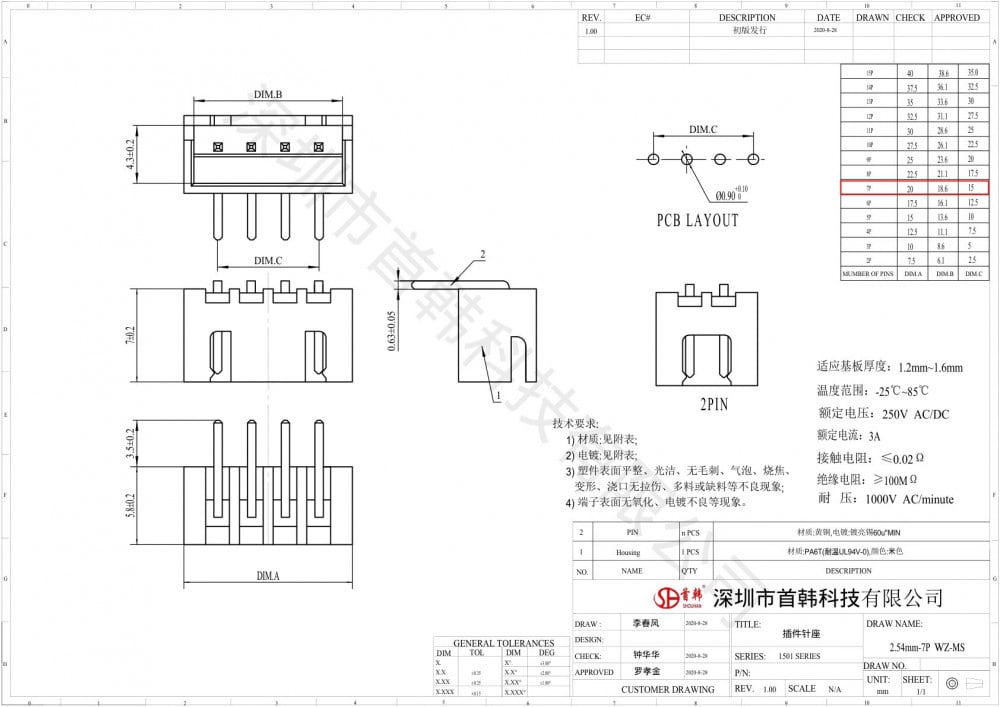 SHOU HAN 2.54mm-7P WZ-MS specification page 1