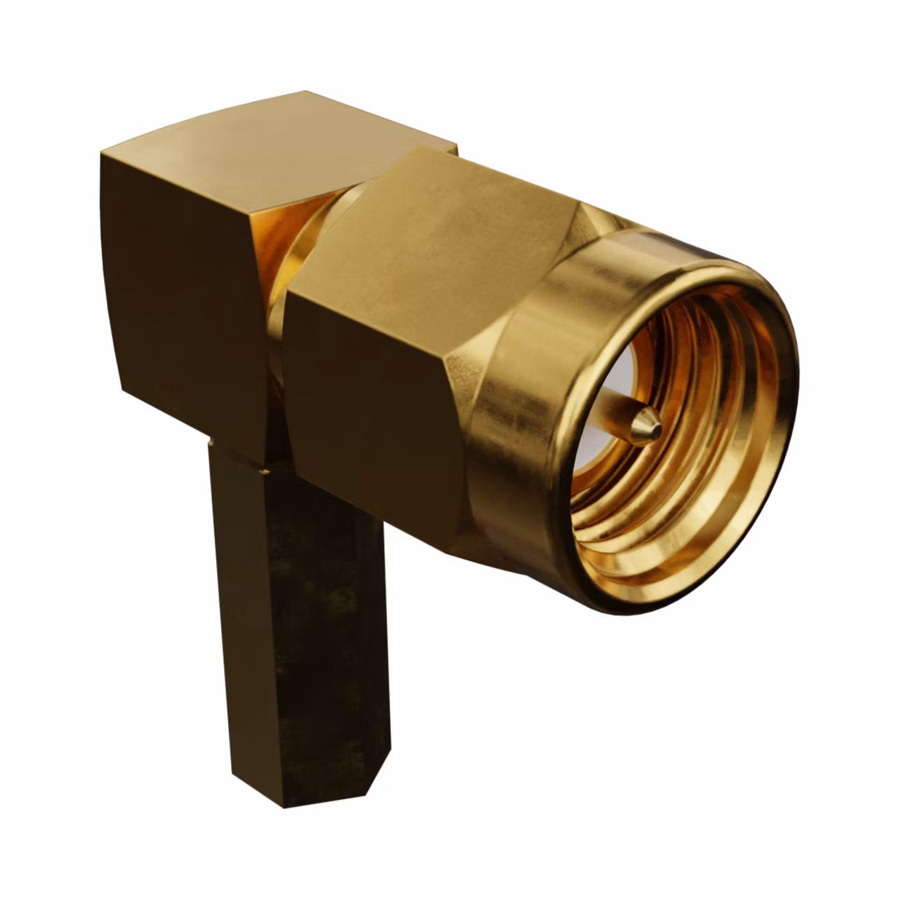 SMA Plug, Right-Angle, Crimp, FUJIKARA 1.5C--QEW-CW, Body Stainless Steel, Gold (Au) Plated, 50 Ohms for sale