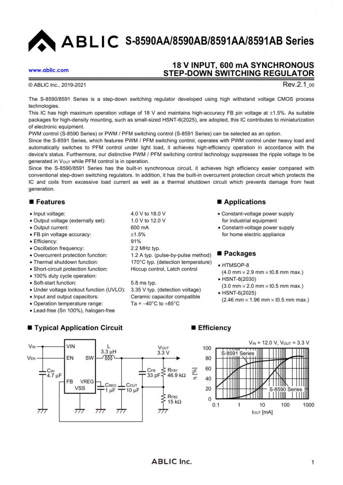 S-8590AB-A8T1U7 datasheet page 1