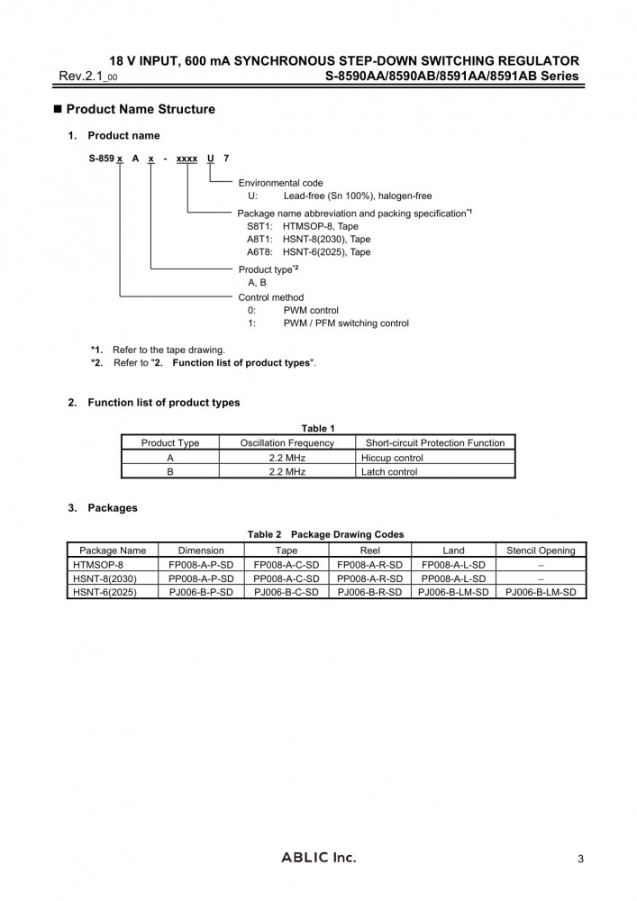 S-8590AB-A8T1U7 datasheet page 3