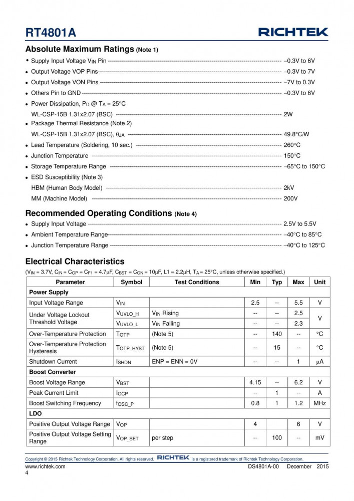 RT4801A datasheet page 4