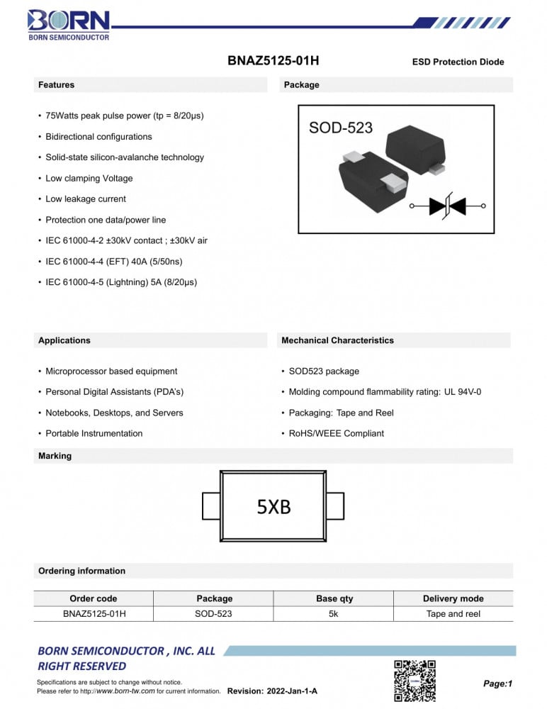 BNAZ5125-01H datasheet page 1